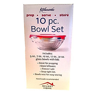 Kitchen Works Glass Storage Nesting Bowl Set with Lids