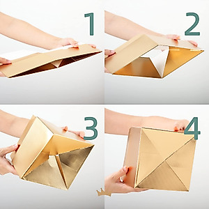 PACKQUEEN 10 Gift Boxes 6x6x4 Inches Small Gift Boxes with Lids, Gold Gift Boxes Bulks for Wedding, Party, Birthday, Bridesmaid Proposal Boxes for Light Weight Gifts (Glossy Gold, Grain Texture)