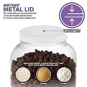 Stock Your Home Gallon Glass Jar with Metal Lid (2 Pack) - 128 Ounce - Airtight & Odor Proof - Pickling & Canning Jars for Kombucha, Sun Tea, Fruits - Food Grade Jars for Dried Goods, Sugar, Flour