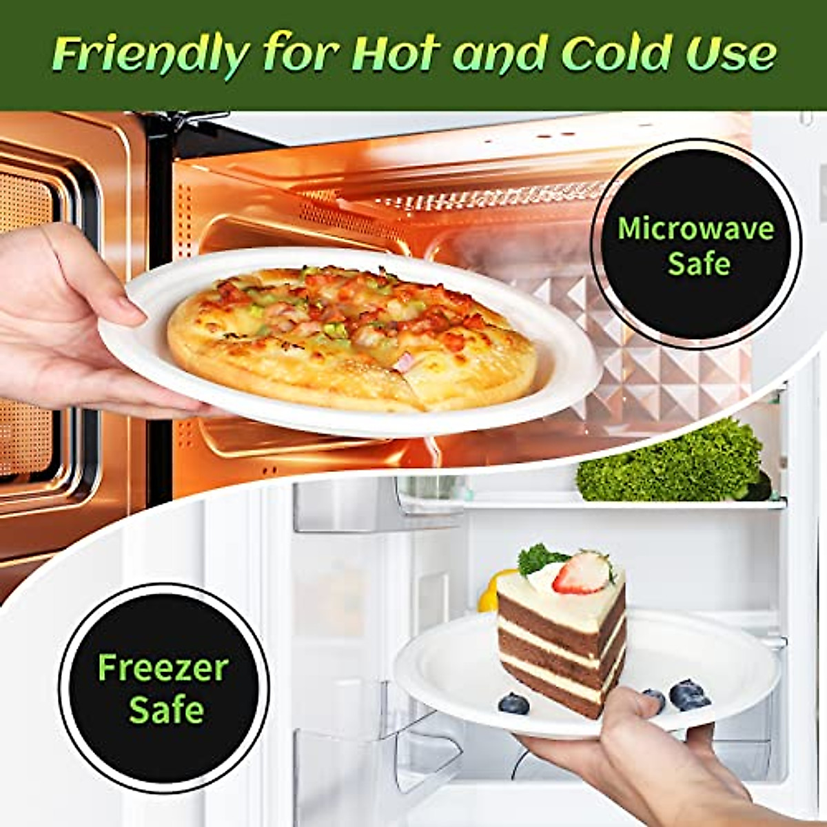 Coolego Paper Plates 125-Pack, 100% Compostable Paper Plates Bulk, Eco-friendly Sugarcane Fiber Paper Plates Heavy Duty with Biodegradable Packaging for Party, Daily