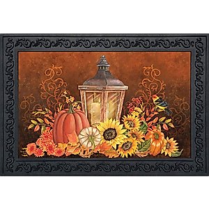Briarwood Lane Fall Lantern Primitive Doormat Pumpkins Sunflowers Indoor Outdoor 30" x 18"