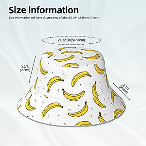 Bucket Hat Banana Yellow White Double-Side-Wear Reversible Sun Hat Beach Travel for Women Men