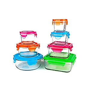 Wean Green Lunch Bowl 12 Ounce / 355 Milliliter Leak-Proof Durable Glass Bowls - Grape (Set of 4)