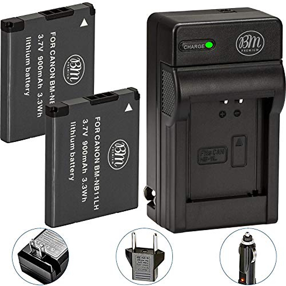 BM Premium 2 Pack of NB-11L, NB-11LH Batteries and Charger Kit for Canon PowerShot Elph 110, Elph 130, Elph 135 IS, Elph 140 IS, Elph 150 IS, Elph 160, Elph 170 IS, Elph 180, Elph 190 IS, Elph 320 HS, Elph 340 HS, Elph 350 HS, Elph 360 HS, A2300 IS, A2400