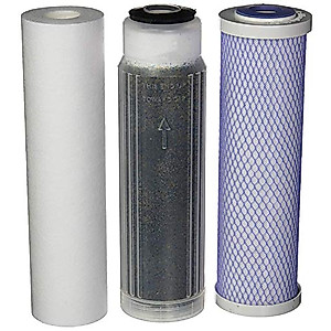 Reverse Osmosis Deionization (RODI) 10" Replacement Filter Kit (Sediment Cartridge, Carbon Cartridge, Color Indicating DI Cartridge Filled with MBD-30 Nuclear Grade Resin)by CFS