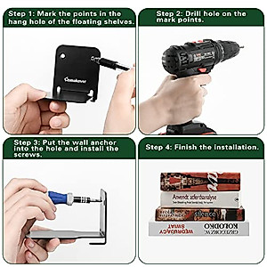 Invisible Floating Bookshelves Wall Mounted, Heavy-Duty Bookshelf Small Metal Shelves Storage Book Organizers, Floating Book Shelf Wall Ledge Shelves for Home Office Classroom Library (Black, 6 Pack)