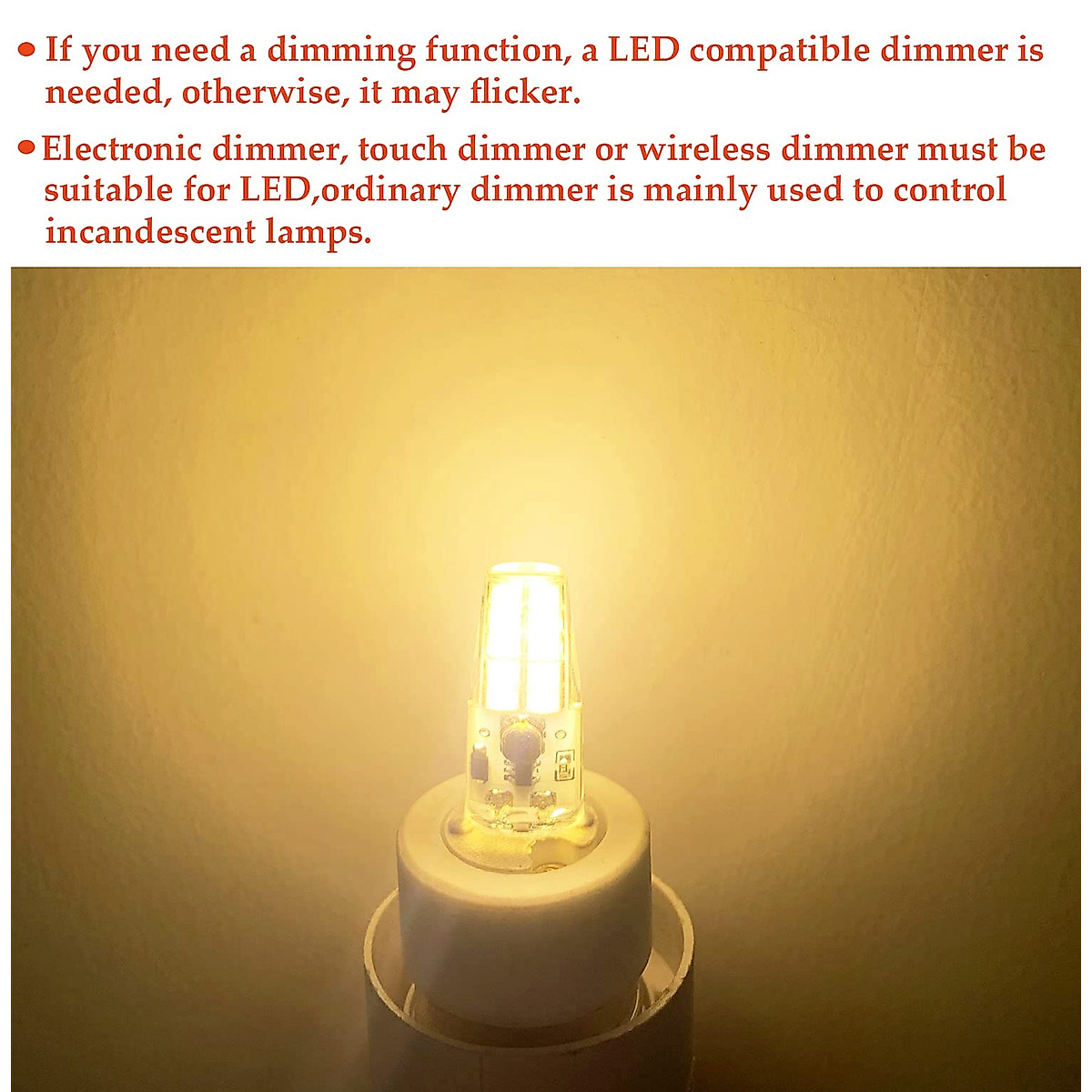 Dimmable G4 LED Bulb 12V 24V JC Tybe, 20-30W T3 G4 Halogen Equivalent,2700K Warm White, G4 Bi-Pin Base, 300LM, Chandelier Lighting/Landscape Lighting/Microwave Lighting 10pcs