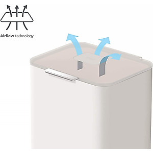 Joseph Joseph Totem Max 60 liter Waste Separation and Recycling Kitchen Trash Can with Odor filter and removable food waste caddy, Stone