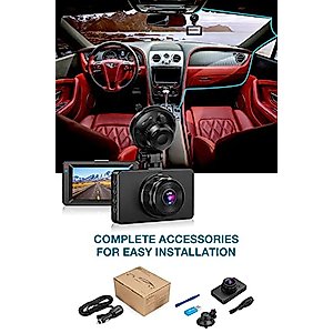 Dashcam【2022 New Version】Dash Camera for cars 1080P Full HD DVR Dashboard Camera 3"IPS Screen Driving Recorder 170°Wide Angle Lens Night Vision G-Sensor Loop Recording Motion Detection Parking Monitor