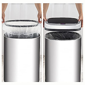Kitchen Trash Can 13 Gallon, Stainless Steel Automatic Garbage Cans, Touchless Motion Sensor, Waterproof Waste Bin with Lid, Rubbish Bin Trashcan for Your Kitchen, Office, Bathroom, Bedroom (Silver)