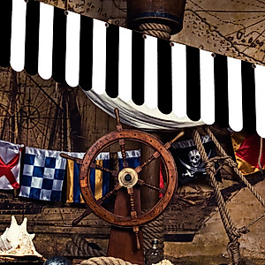 Preboun 3 Pcs Carnival Awning Decorations Tent Circus Hanging Decorations Carnival Banner Concession Stand Sign Canopy Awning for Pirate Summer Party, 9.84''x78.74''(Black and White)