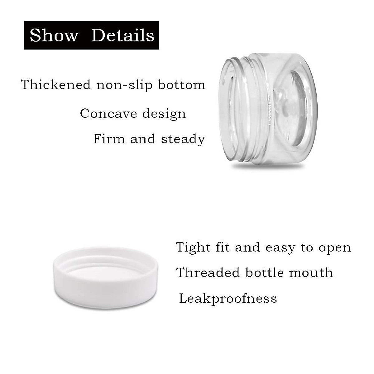 24 Pcs 1oz Plastic Cosmetic Jars,Round Leak Proof Clear Container with Lid,Wide-Mouth Refillable Small Storage Containers for Slime,Cosmetic,Lotion,Candy,Craft