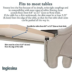 Inglesina Fast Table Chair - Award-Winning Baby High Chair for Eating & Dining - Compact, Portable & Foldable - Leaves No Scratches - for Babies 6-36 Months & 1-3 Year Old Toddler - Cream
