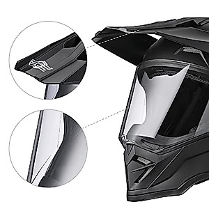 AHR Full Face Dual Sport Motorcycle Helmet Dirt Bike Off Road ATV Motocross Lightweight Helmet DOT Approved H-VEN35 (X-Large,Matte Black)