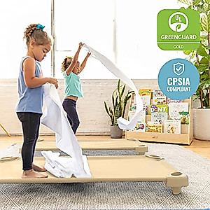 ECR4Kids Stackable Kiddie Cot, Standard Size, Classroom Furniture, Sand, 6-Pack