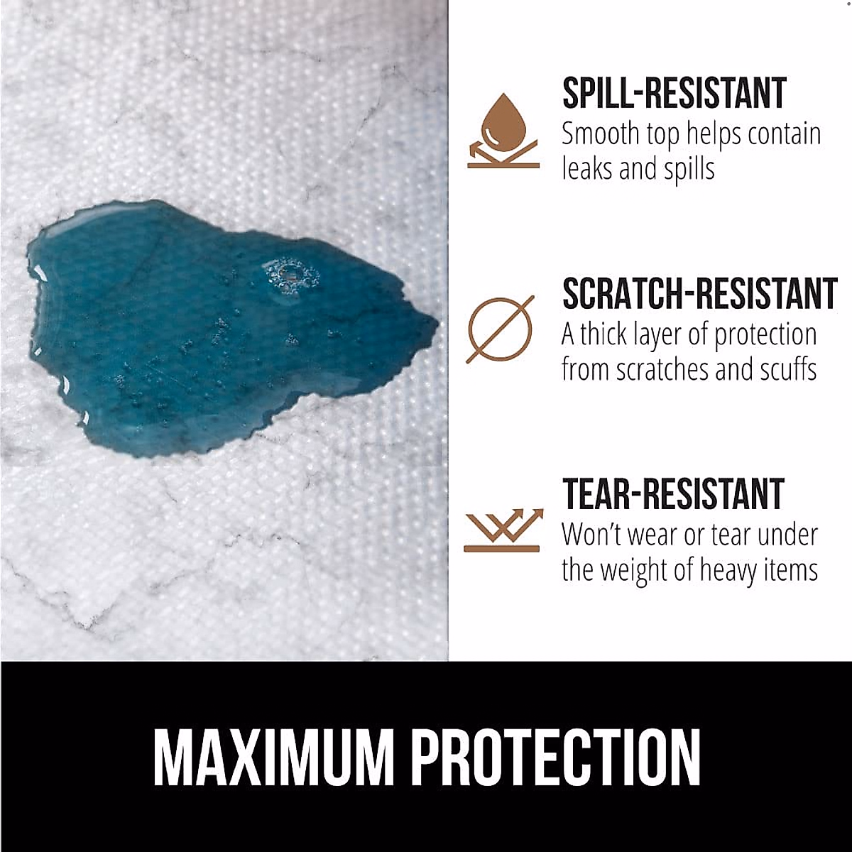 Gorilla Grip Drawer and Shelf Liner for Cabinet, Slip Resistant Non Adhesive Protection for Kitchen, BPA Free Smooth Surface Plastic Liners for Cabinets, Bathroom Cupboard Drawers, 12x20, Marble