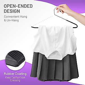 Open Ended Pants Hangers 20 Pack Non Slip Pants and Jean Hangers for Closet Space Saving Clothes Hanger Strong, Durable, Organize Your Closet and Save Space Skirt Hangers Black