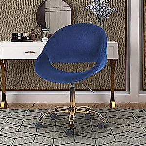 GIA Navy Blue Tufted Velvet Office Chairs with Wheels - Cute Swivel Fabric Armchairs for Makeup Vanity Room - Adjustable Desk Chair for Beauty Room, Living Room Home Office - 1 Pack