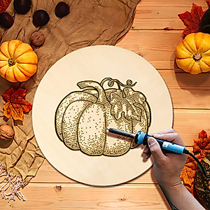 NOVWANG 12Pcs 14 Inches Wood Circles Crafts with 10 Brushes Round Wood Disc Unfinished Blank Wood Rounds for DIY Creation Painting Home Holiday Decoration (12Pcs 14 Inches)