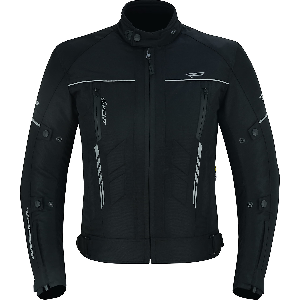 RS Motosports All Season Racing Motorbike Jacket for Men Water Proof & Breathable Motorcycle Jacket with Textile Fabric (US, Alpha, X-Large, Regular, Regular, Black/Black)