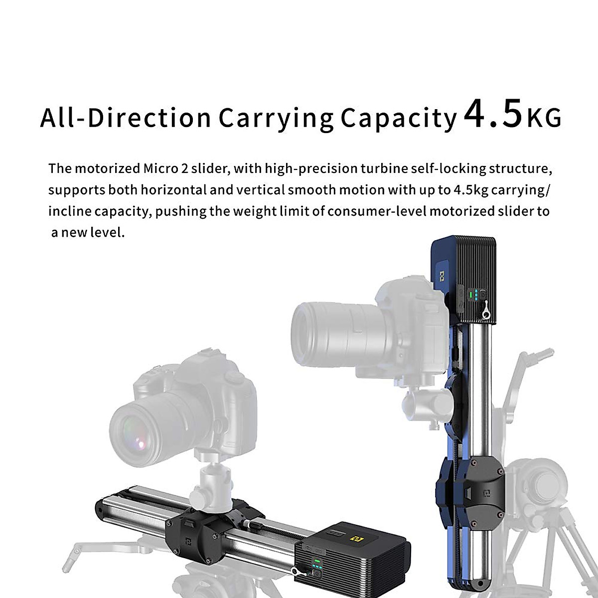 Zeapon Motorized Micro 2 Camera Slider, Travel Distance 52cm/20in, 4.5KG All-Direction Carrying Capacity, 39 Decibels Motor, 3 Adjustable Speeds, Power-Off Protection, APP Supported Android & iOS