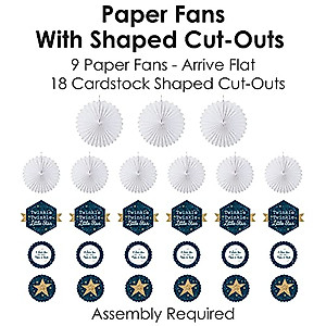 Big Dot of Happiness Twinkle Twinkle Little Star - Hanging Baby Shower or Birthday Party Tissue Decoration Kit - Paper Fans - Set of 9