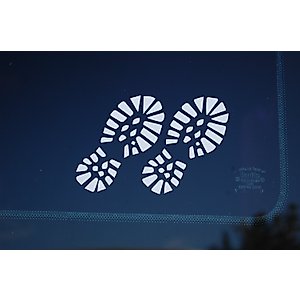 Hiking Boot Sticker Vinyl Decal Choose Color & Size!! Footprint Hiker Hike Camping RV Car Window (V512) (5" X 3.5", White)