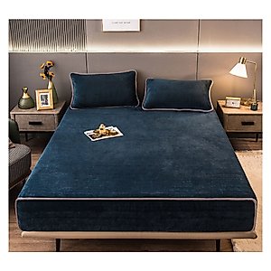 GXFWJD 100% Polyester Super Warm Twin Fitted Sheet with Elastic All Around ，Extra Deep Pocket，King Fitted Sheets for Mattress from 2 Up to 11 (Color : B, Size : 90cmx200cm)