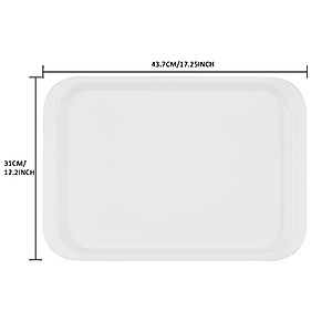 HSDT Melamine Serving Trays White 17.1x12.2 Inch Rectangle Cafeteria Fast Food Trays Breakfast Lunch Dinner Trays for Eating Set of 6,PFW-174122-06
