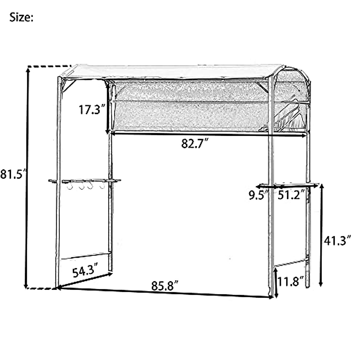Merax 7ft Grill Gazebo, Patio Barbecue Canopy with Serving Shelf and Storage Hooks Side Awning, Curved Shelter for Outdoor Garden