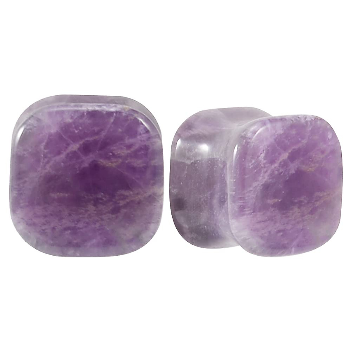 TBOSEN 10PCS Set Organic Stone Amethyst Ear Gauges Plugs Tunnels Double Flared Saddle Gauges Piercing Set Stretchers Gift 0g-5/8 in 8mm-16mm