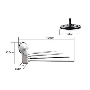 Yulhao Powerful Suction Cup Stainless Steel Towel Bar, Rotating Rack Bathroom Kitchen Polishing Rack, 4 Swing Arm Wall Mount