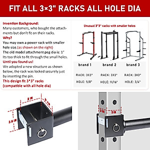 SYL Fitness Olympic Weight Plates Holder Power Rack Attachment Weights Storage Rack, Fit 3x3" Rack (All Hole Size)