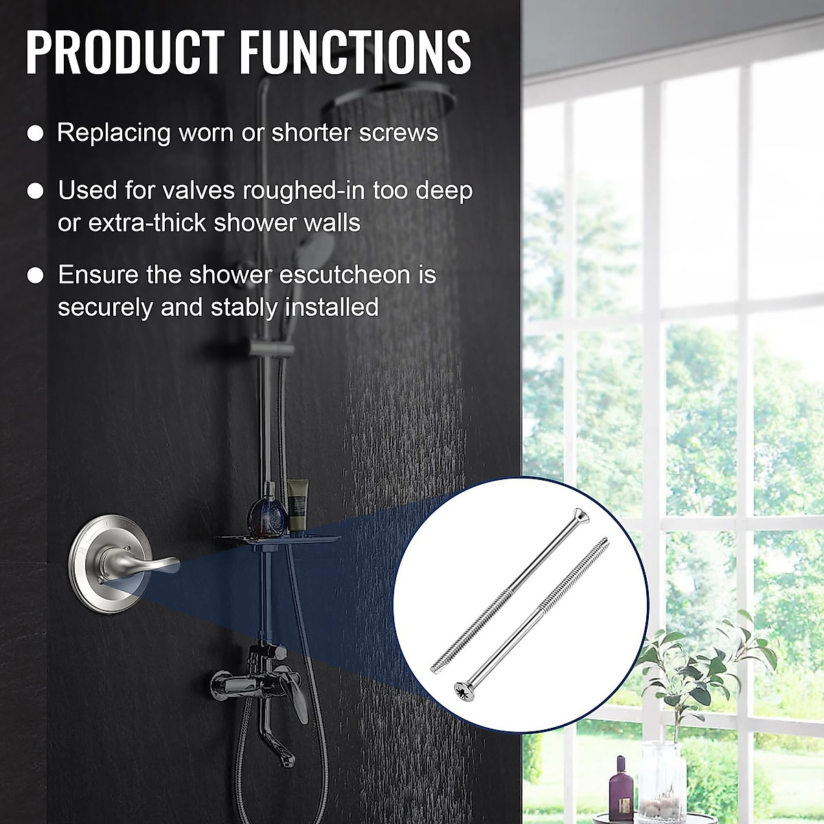 RP12630 Longer Escutcheon Trim Screws Replacement for Delta Faucet, Shower Trim Screws for Valves Roughed-in Too Deep, Faucet Repair Parts for Delta Classic Tub/Shower System, 2 Pack