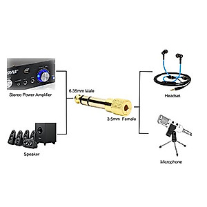 Devinal Professional 6.35mm 1/4 inch Plug to 3.5mm 1/8 inch Jack Gold Plated TRS AUX Stereo Audio Headphone Jack Adapter Converter Connector(2 Pack)