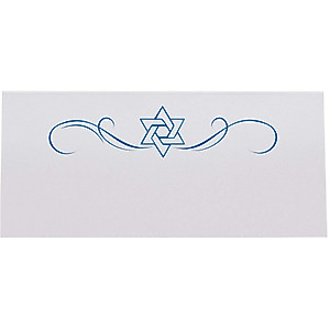 Intertwined Star of David Flourish Jewish Printable Place Cards, Royal Blue (Choose Color), Set of 150 (25 Sheets), Laser & Inkjet Printers - Wedding, Party, Dinner, and Special Events
