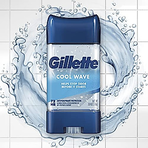 Gillette Clear Gel Men’s Antiperspirant and Deodorant, 72-Hour Sweat Protection, Cool Wave, #1 Clear Gel Brand for Men, 3.8 oz (Pack of 4)