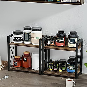 Giikin 2 Tier Lazy Susan Organizer, 2 Tier Spice Turntable Organizer, Circle Rotating Lazy Susan Turntable for Kitchen Countertop and Cabinet, 9.8 Inches (Rustic Brown)