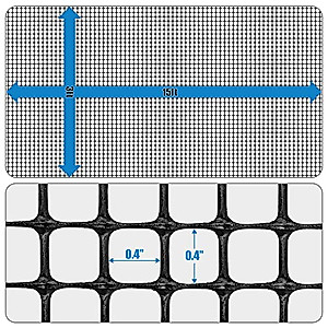 Fencer Wire Black Plastic Poultry Netting Animal & Garden Fence Recyclable Plastic Barrier Environmental Protection Mesh 0.5" x 0.5" (3 ft. x 15 ft.)