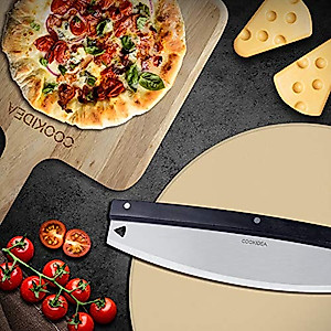 CookIdea Pizza Grilling Stones Baking Set for Oven and BBQ, Set of 3 Including Round Pizza Stone Diameter 15'', Pizza Peel and Pizza Cutter for Pizza Making at Home