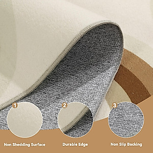 HOMBYS 9x12ft Modern Large Area Rug for Living Room Bedroom, Super-Thin Boho Floor Carpet for Indoor Office Dining Room, Rainbow Home Deco Non-Shedding, Khaki, Machine Washable