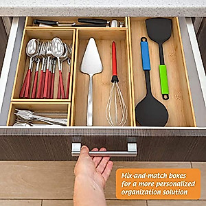 Bamboo Drawer Organizer Storage Box Bathroom Living Room Kitchen (12"3"2.5")