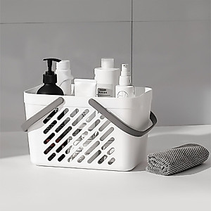 GMBYLBY Bath Basket With Handle Storage Organization Hollow Draining Container For Home Bathroom Shampoo Lotion Holder Bath Basket