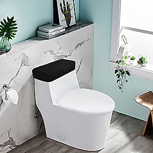 AZHCHKE Toilet Tank Lid Cover, Bathroom Stretch Washable Spandex Toilet Tank Protector Cover with Elastic Bottom, Black