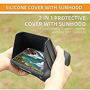 Silicone Protective Cover Case with Sunshade Sun Hood for DJI Mini 3 Pro RC Remote Controller Accessories Skin Case (Black)