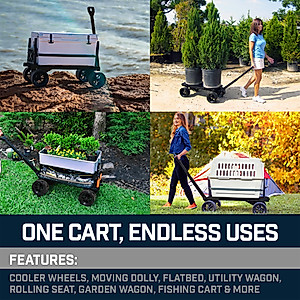 Mighty Max Cart | Collapsible Outdoor Utility Wagon - Heavy-Duty Moving Dolly 250 lb Capacity - Silver 2.5 cu.ft Poly Tub | Made in The USA