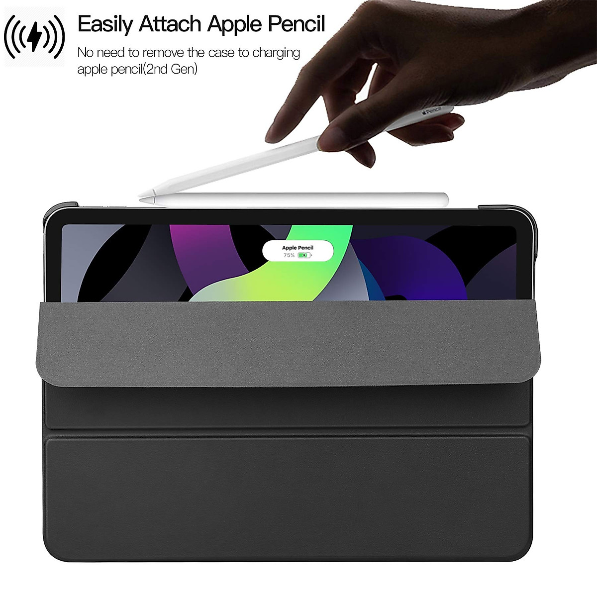 Ztotop Case for iPad Pro 11 Inch 2018 1st Generation iPad Air 4th Gen 10.9'' 2020 Lightweight Trifold Stand Cover with Rugged Translucent Back, Black