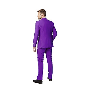 Opposuits Purple Prince Solid Purple Suit For Men Coming With Pants, Jacket and Tie, Purple Prince, US44