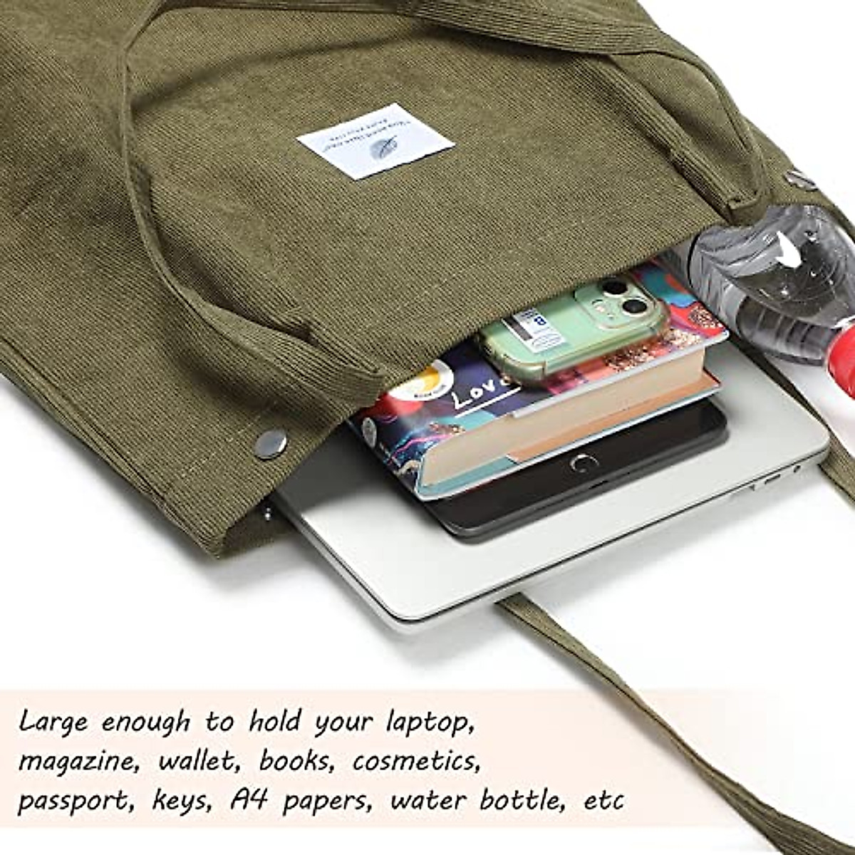 WantGor Large Corduroy Totes Bag Women's Casual Purses Work Handbags Big Capacity Shopping Bag