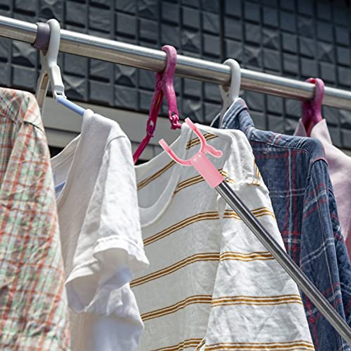 Zerodeko Closet Reacher Pole with Hook Clothing Hanger Shepherds Hook Long Reach Stick Garment Poles for Closet Shelf Ceiling